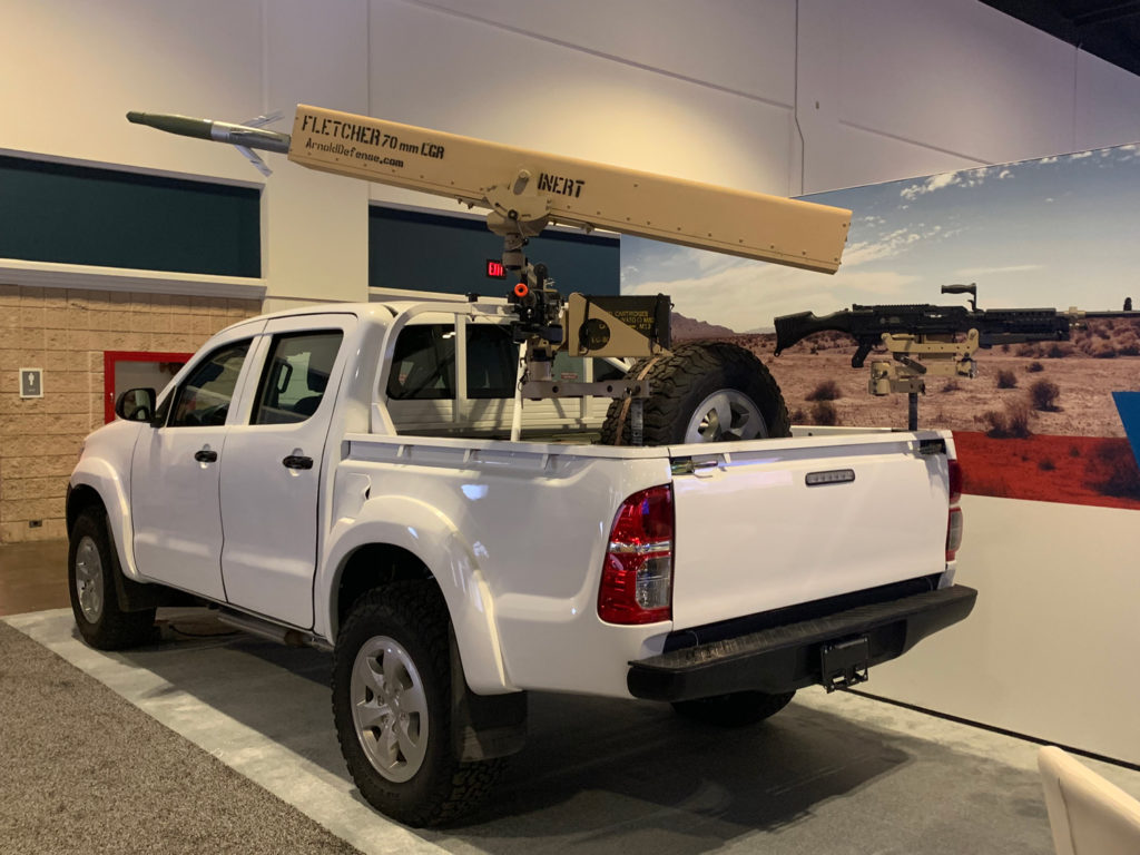Arnold Defense™ : Fletcher™ Rocket Launcher on display at SOFIC 2019 with Navistar Defense